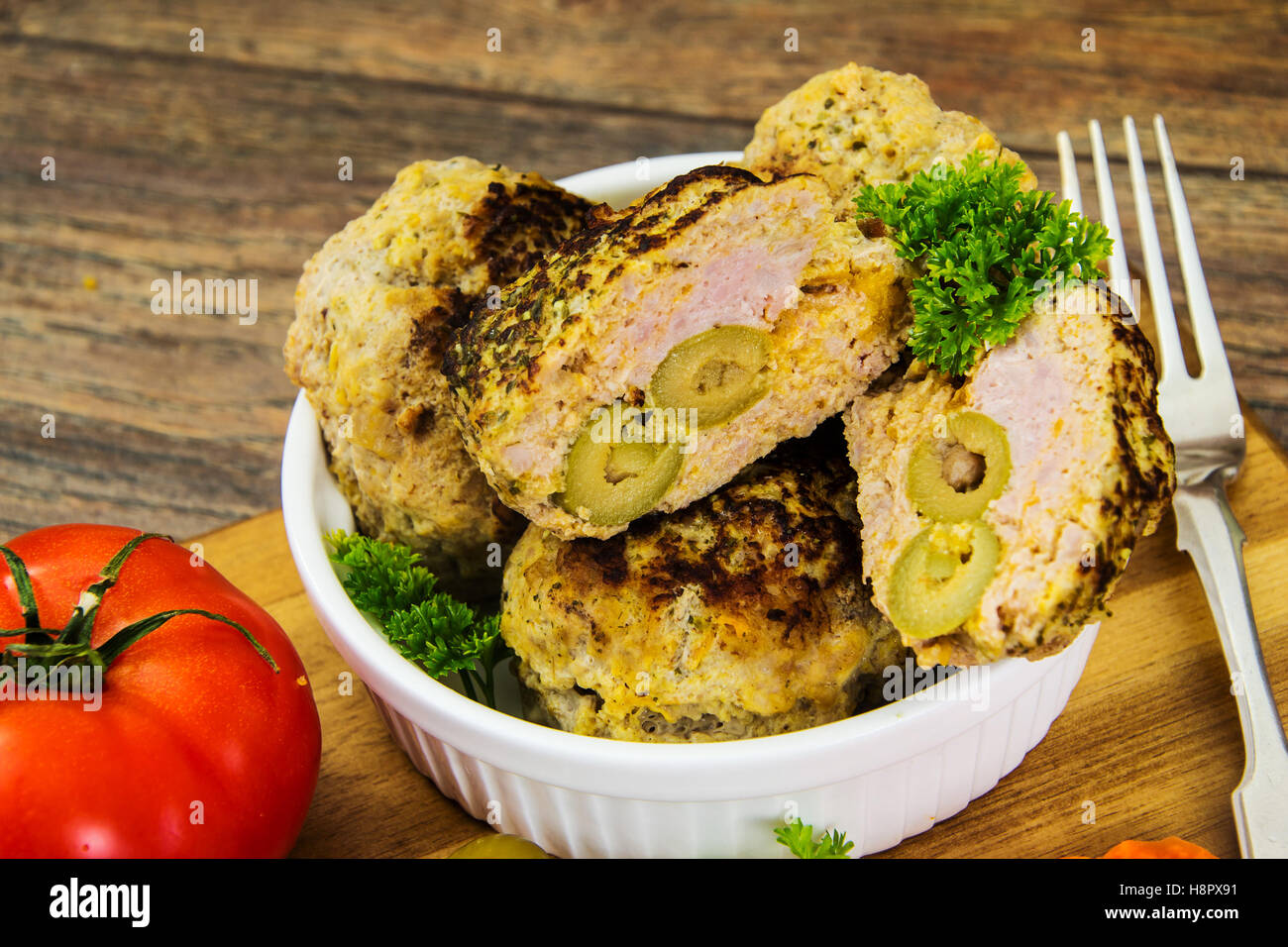 Healthy and Diet Food: Chicken Cutlets with Pumpkin Stock Photo - Alamy