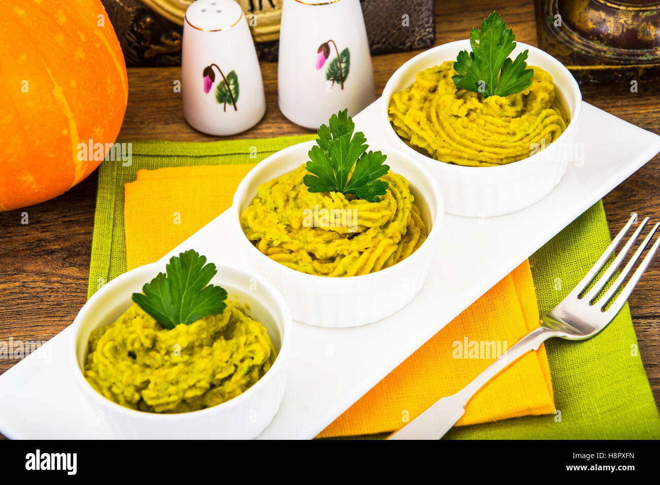 Puree Pate Broccoli, Pumpkin and Carrot Stock Photo - Alamy