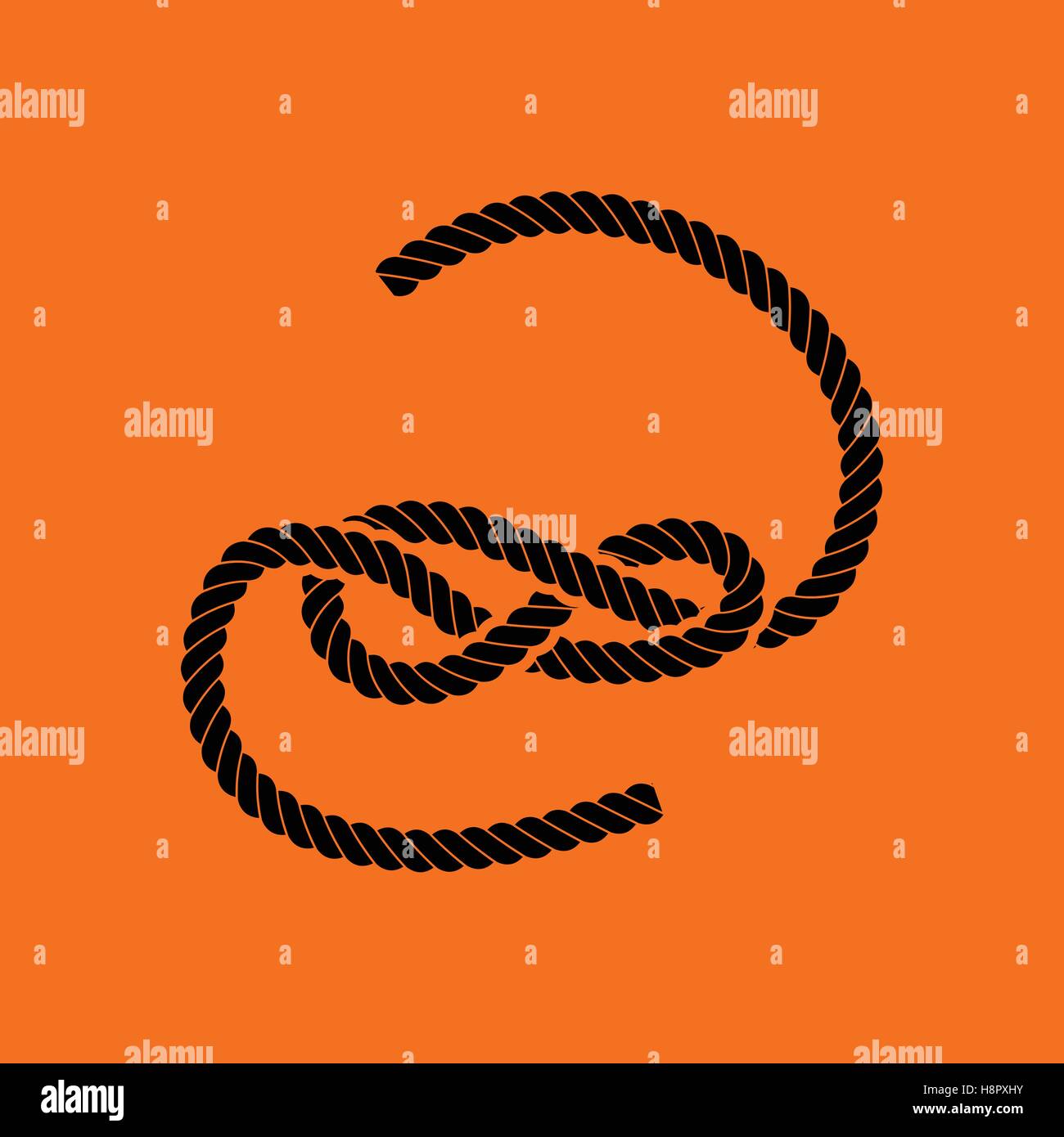 Knoted rope icon. Orange background with black. Vector illustration ...