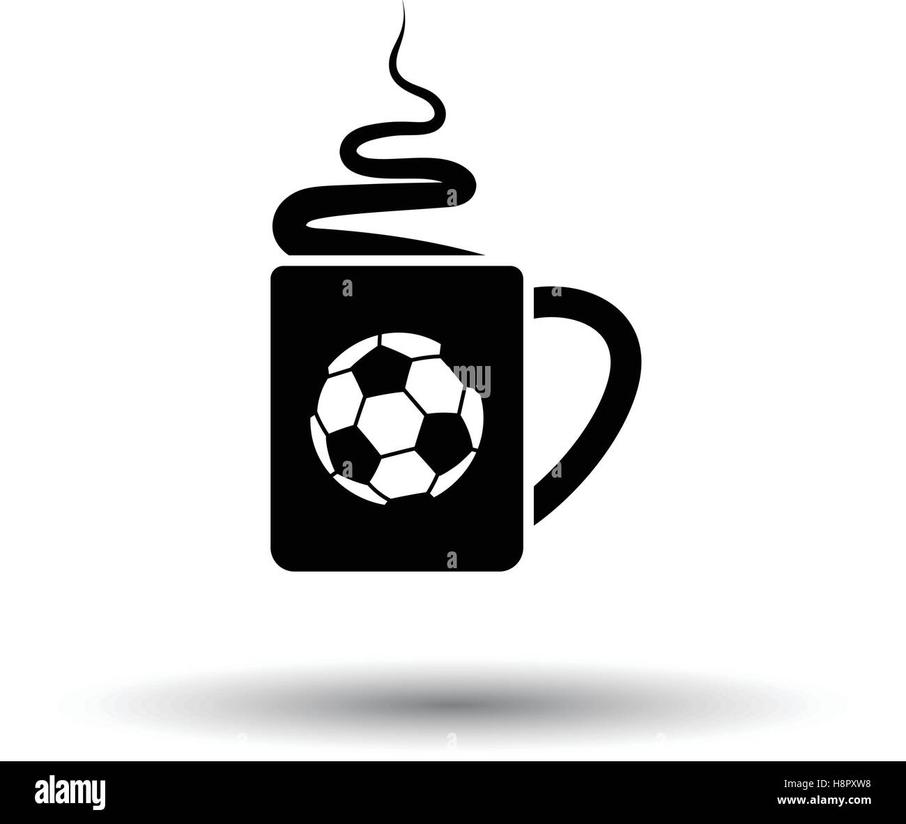 Football fans coffee cup with smoke icon. White background with shadow ...