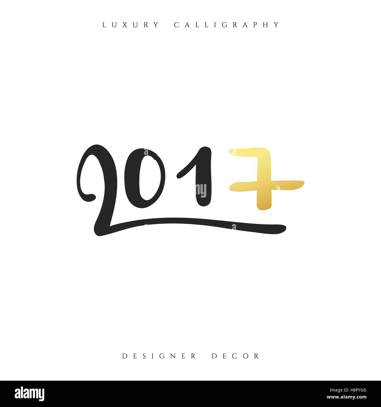 New year 2017 lettering handmade calligraphy. Inscriptions for greeting ...