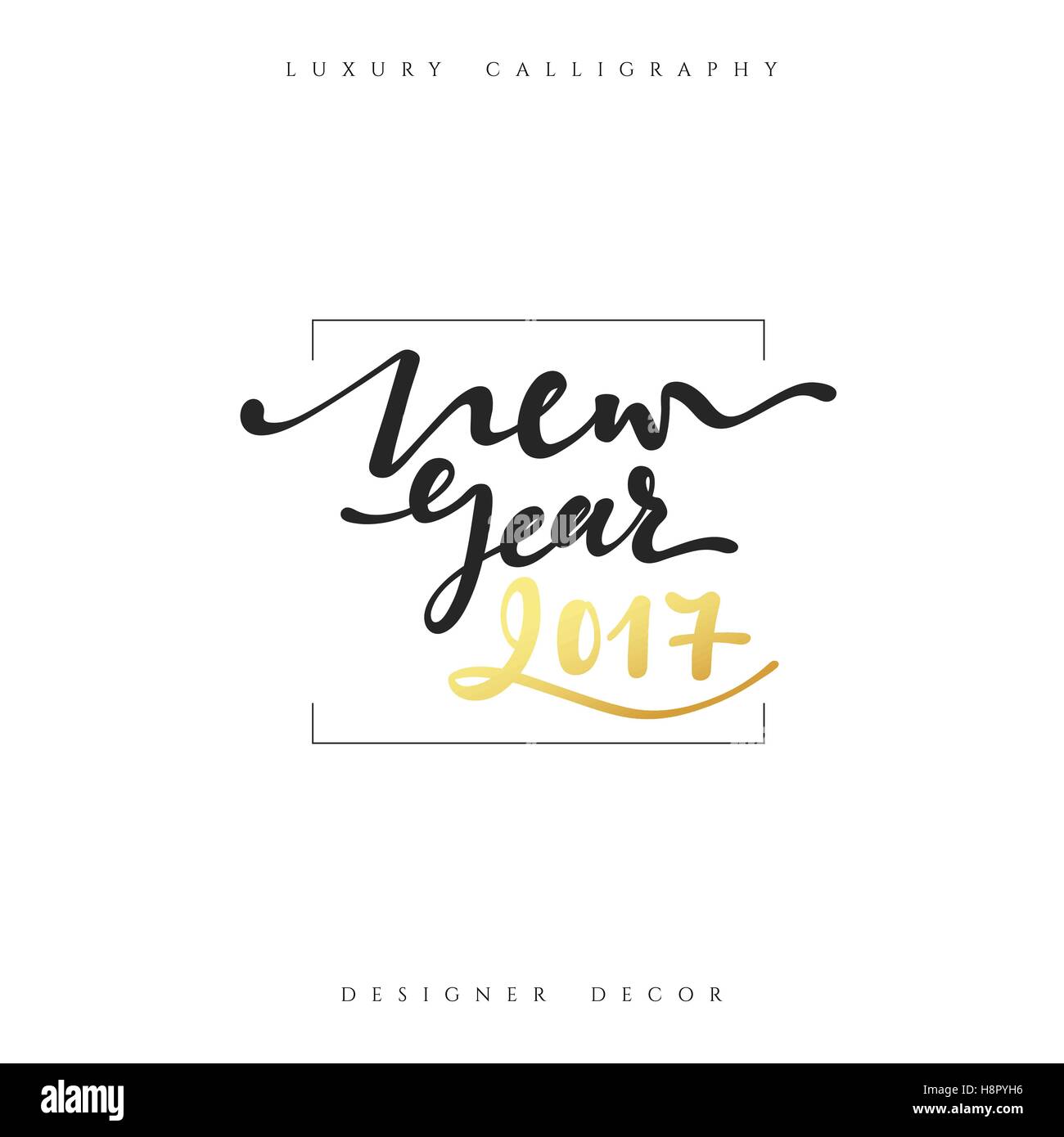 New year 2017 lettering handmade calligraphy. Inscriptions for greeting ...
