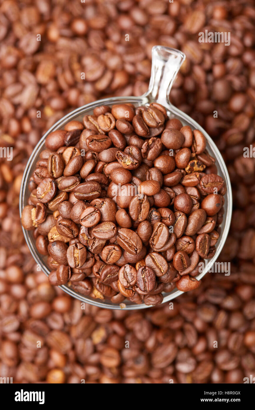 Coffee Beans In Cup In The Tray Stock Photo Alamy