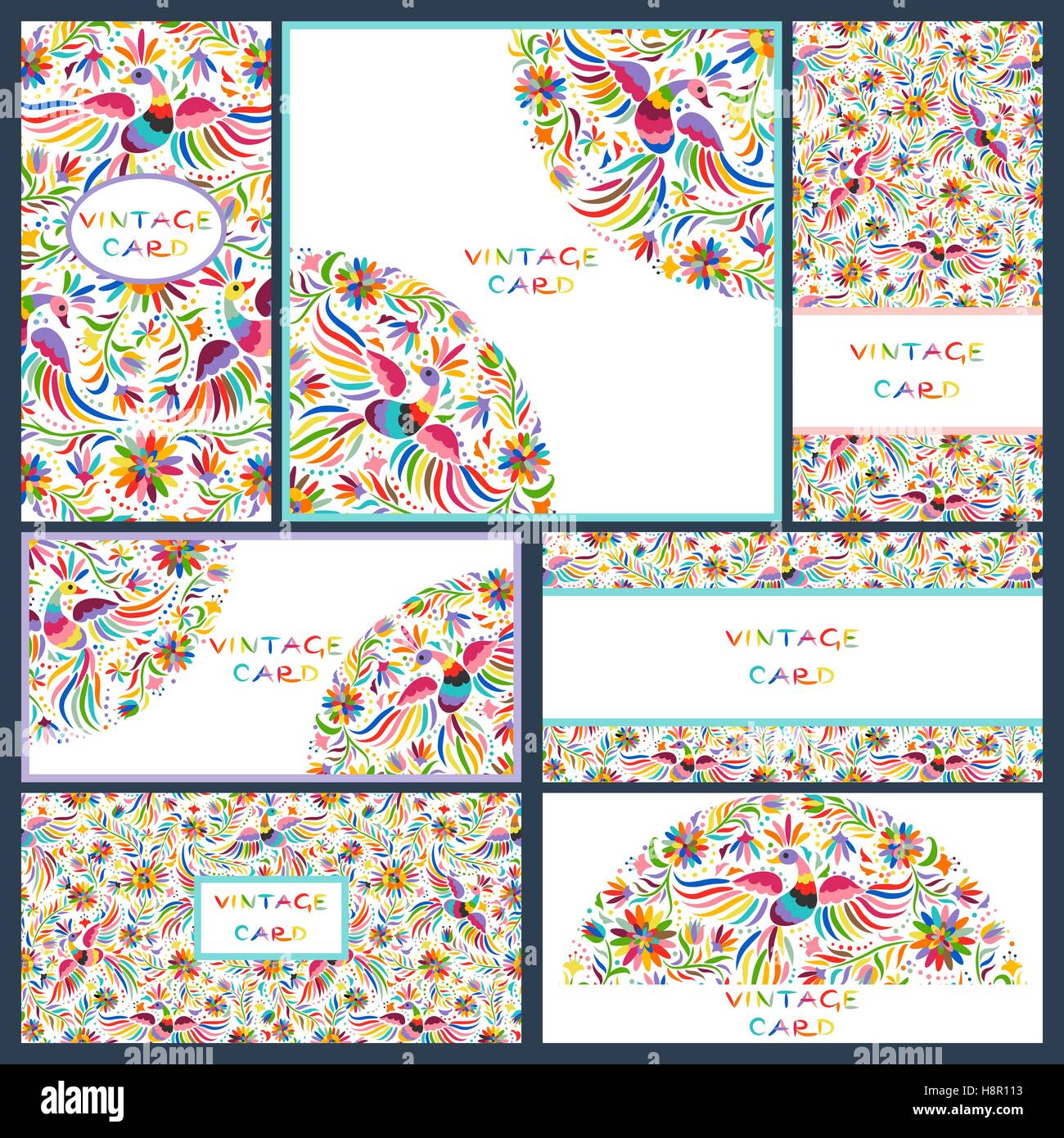 Set business cards with Floral Mexican pattern Stock Vector Image & Art ...