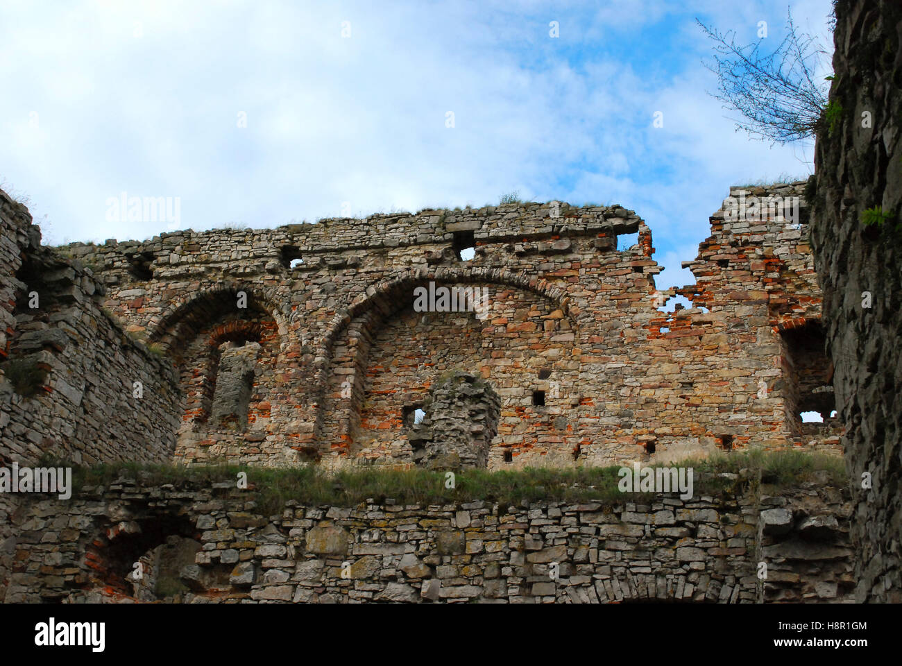 old castle ruins with some plants growing on walls Stock Photo - Alamy