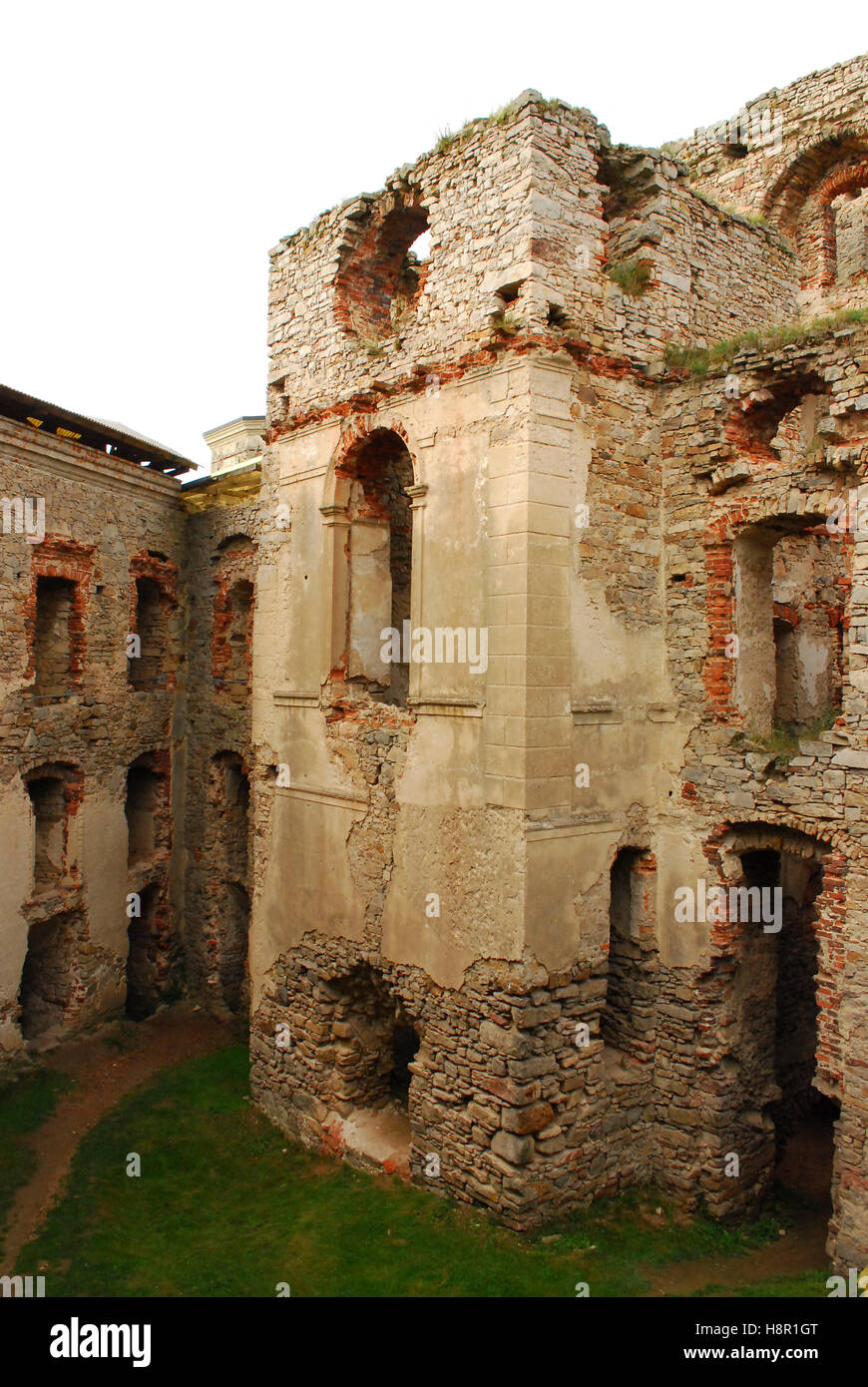old castle ruins with some plants growing on walls Stock Photo - Alamy