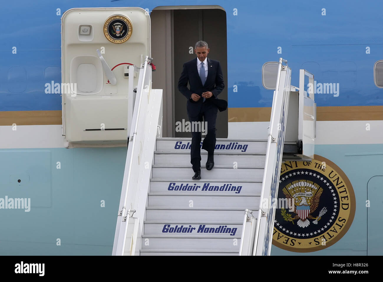Athens, Greece, Nov 15, 2016:U.S. President Barack Obama arrives at the ...