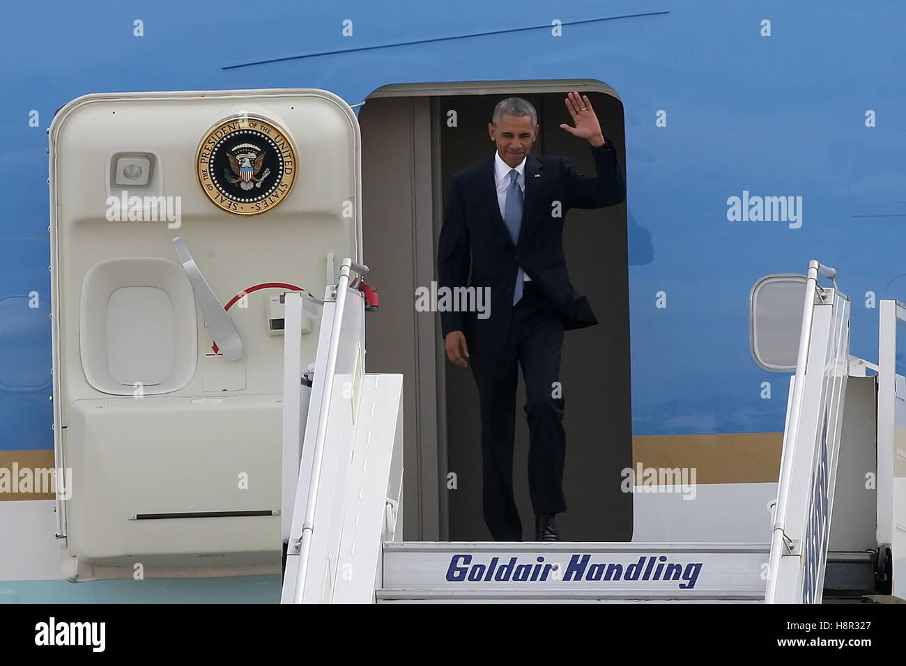 Athens, Greece, Nov 15, 2016:U.S. President Barack Obama arrives at the ...