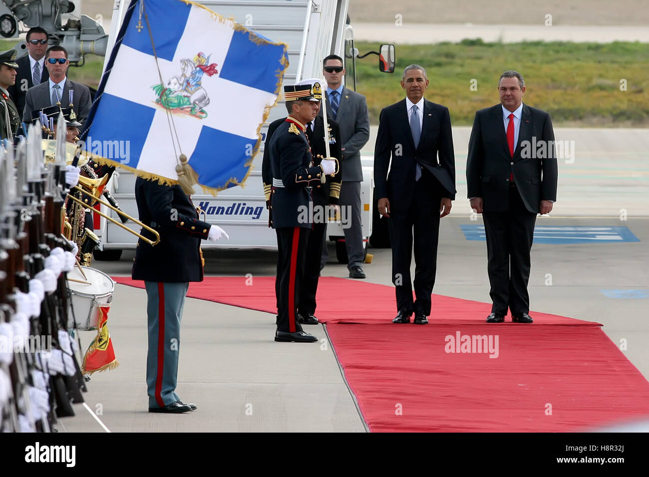 Athens, Greece, Nov 15, 2016:U.S. President Barack Obama arrives at the ...