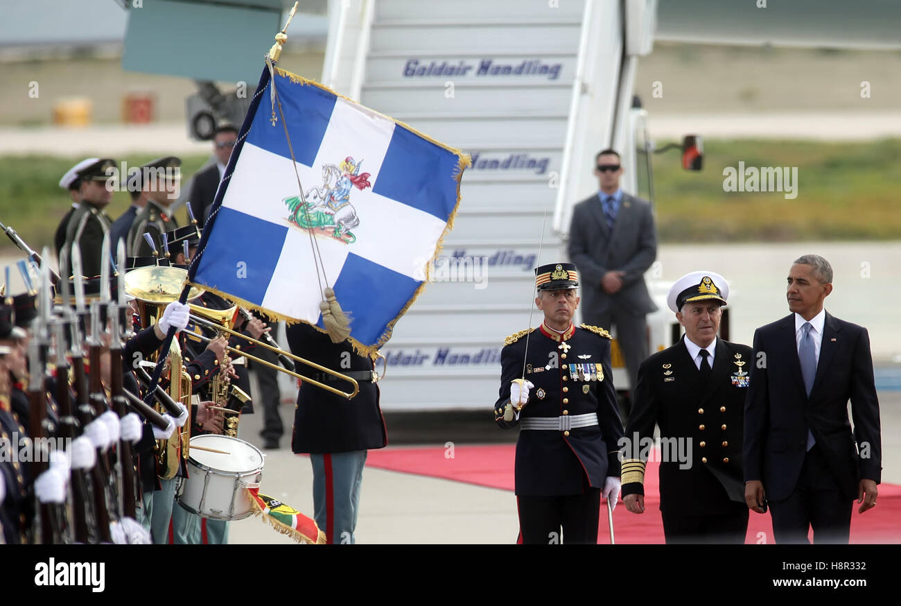 Athens, Greece, Nov 15, 2016:U.S. President Barack Obama arrives at the ...