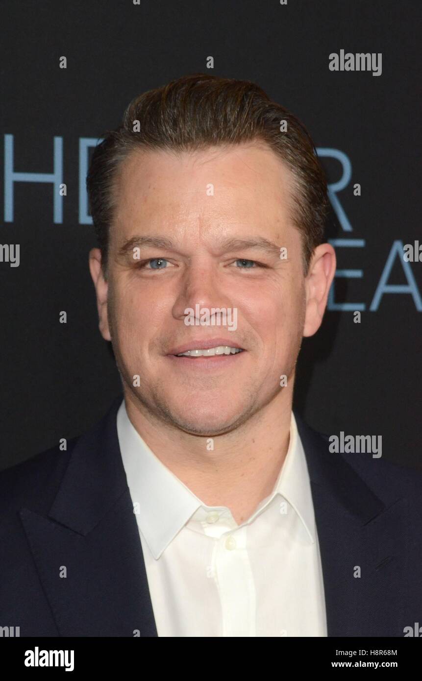 Los Angeles, CA, USA. 14th Nov, 2016. Matt Damon at arrivals for ...