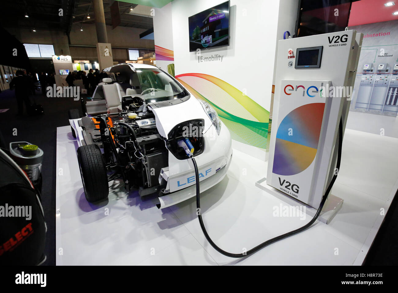 Barcelona, Spain. 15th Nov, 2016. An electric car is shown at the Enel ...