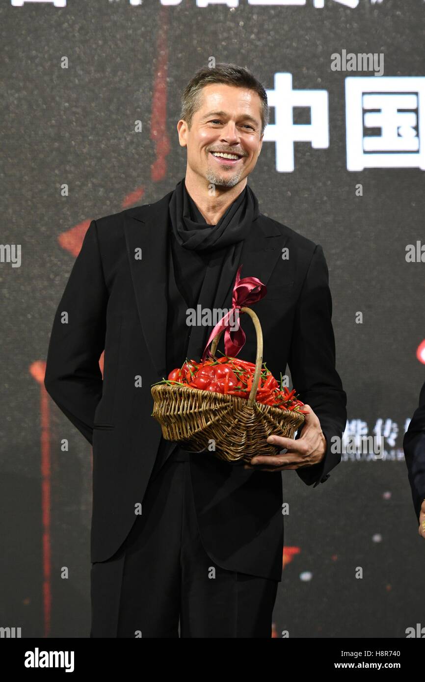 Shanghai, China. 15th Nov, 2016. Brad Pitt attends the premiere of ...