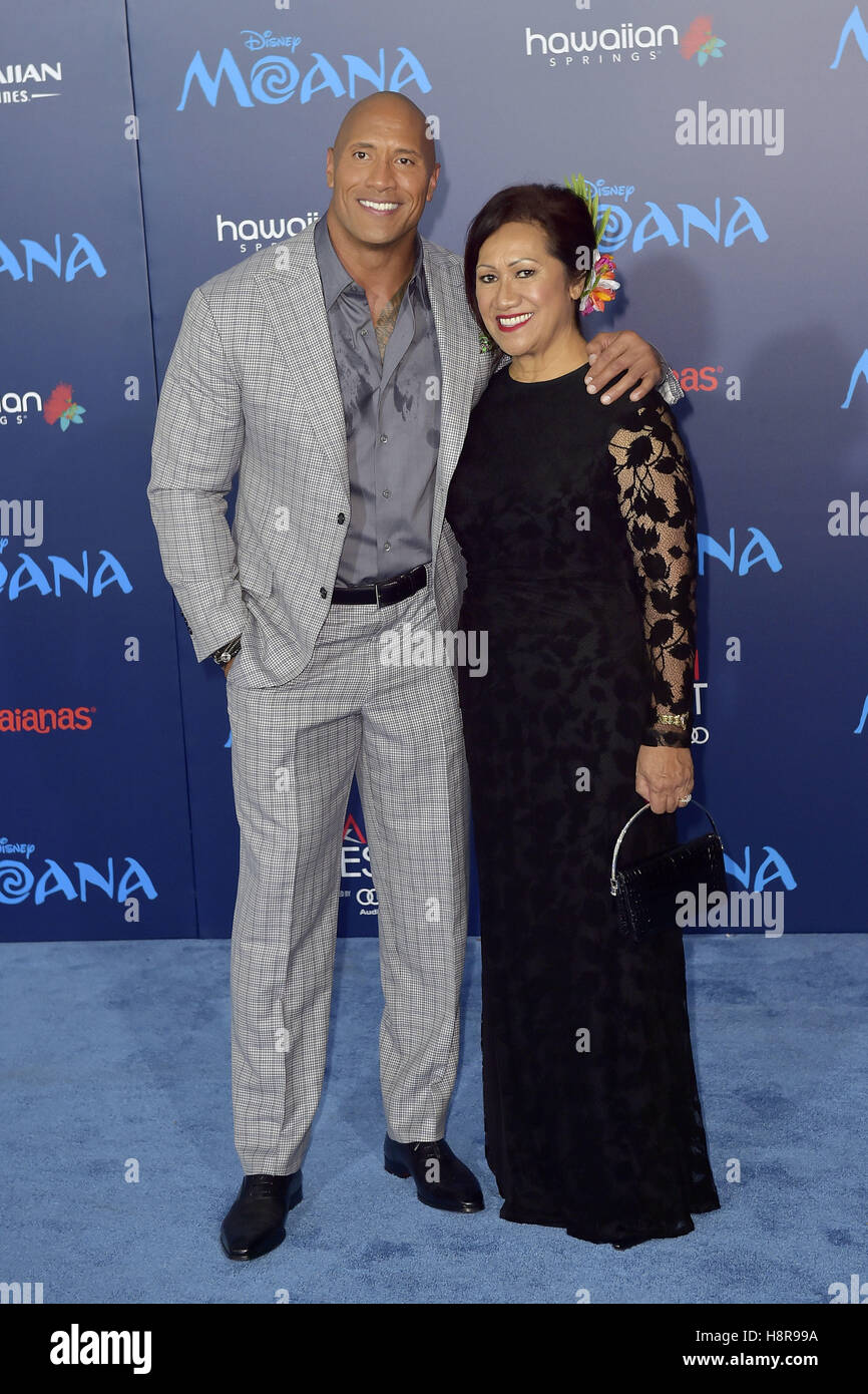 Hollywood, California. 14th Nov, 2016. Dwayne Johnson and his mother ...