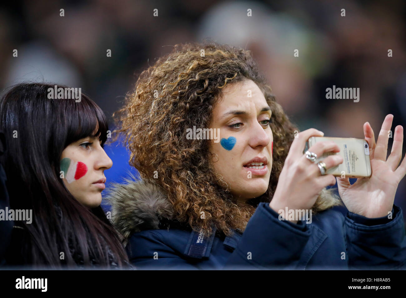 Milan, Italy. 15th November, 2016. italian female fans with handy ...