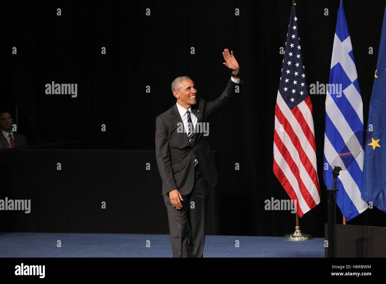 Athens, Greece. 16th Nov, 2016. U.S. President Barack Obama delivers a ...