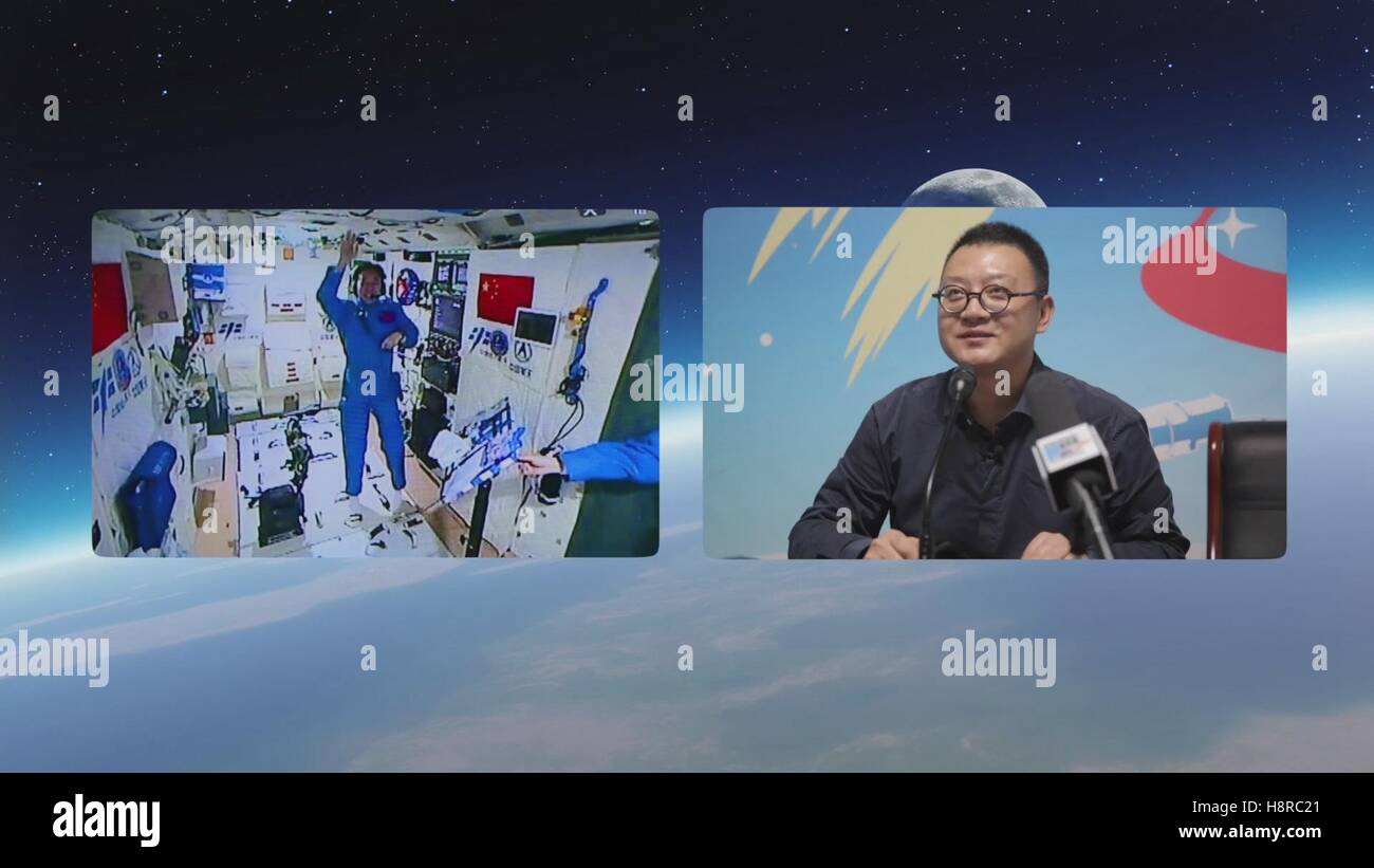 Beijing, China. 16th Nov, 2016. Chinese astronaut Jing Haipeng (L ...