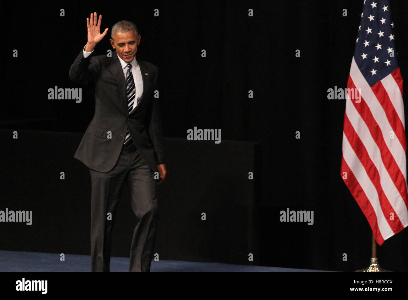 Athens, Greece. 16th Nov, 2016. U.S. President Barack Obama delivers a ...