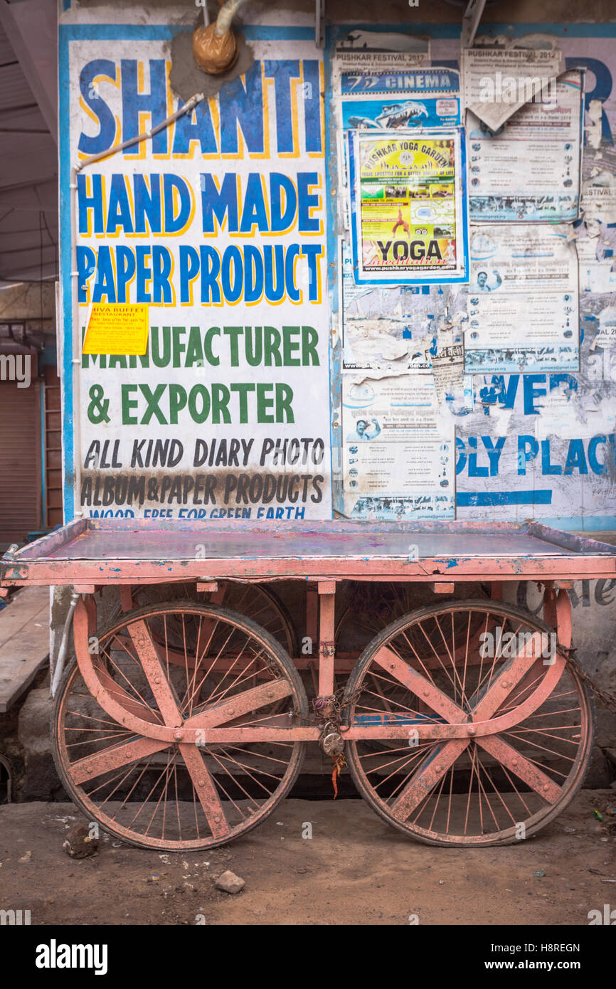 Advertising hoarding and trade cart, Pushkar, India Stock Photo - Alamy