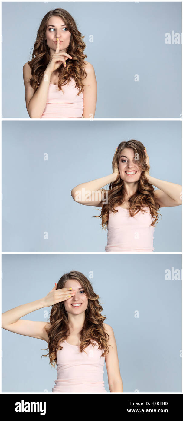 Portrait of young woman with shocked facial expression Stock Photo - Alamy