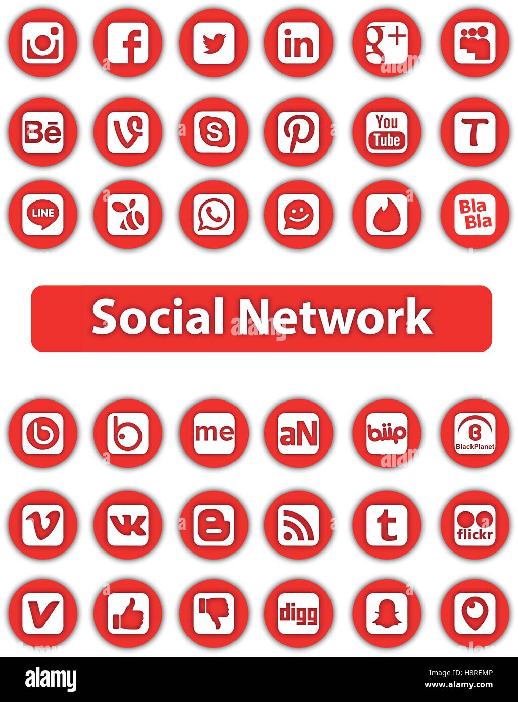 Social Network Icon Web Buttons Stock Vector Image & Art - Alamy