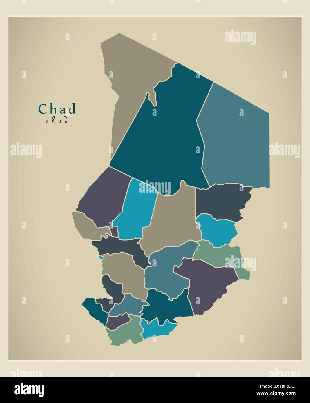 Chad with regions Stock Vector Images - Alamy