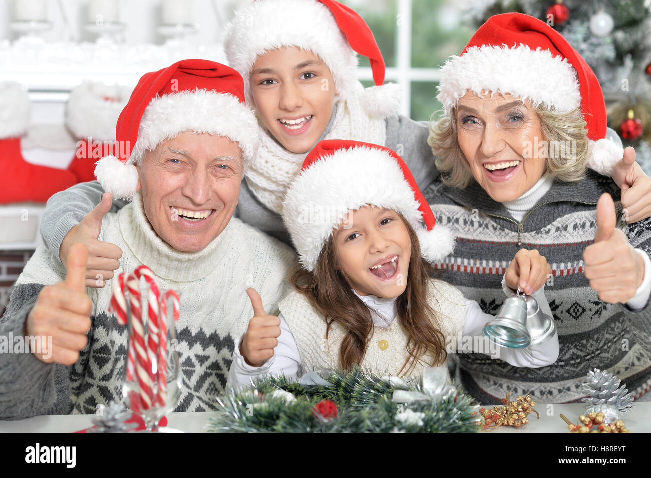 Happy grandparents with grandchildren Stock Photo - Alamy