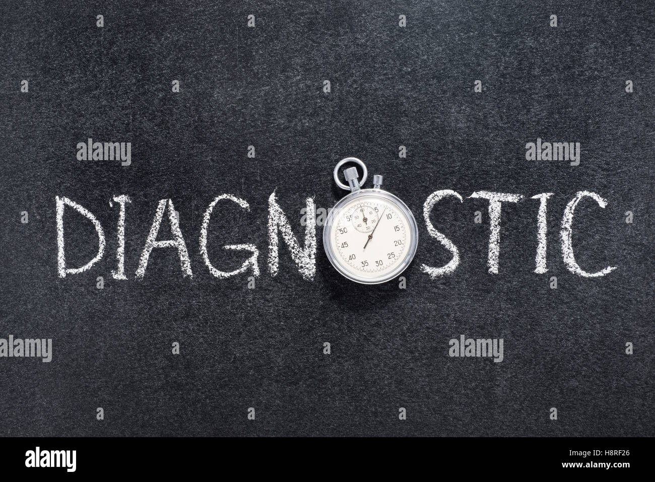 Diagnostic word handwritten on chalkboard with vintage precise ...