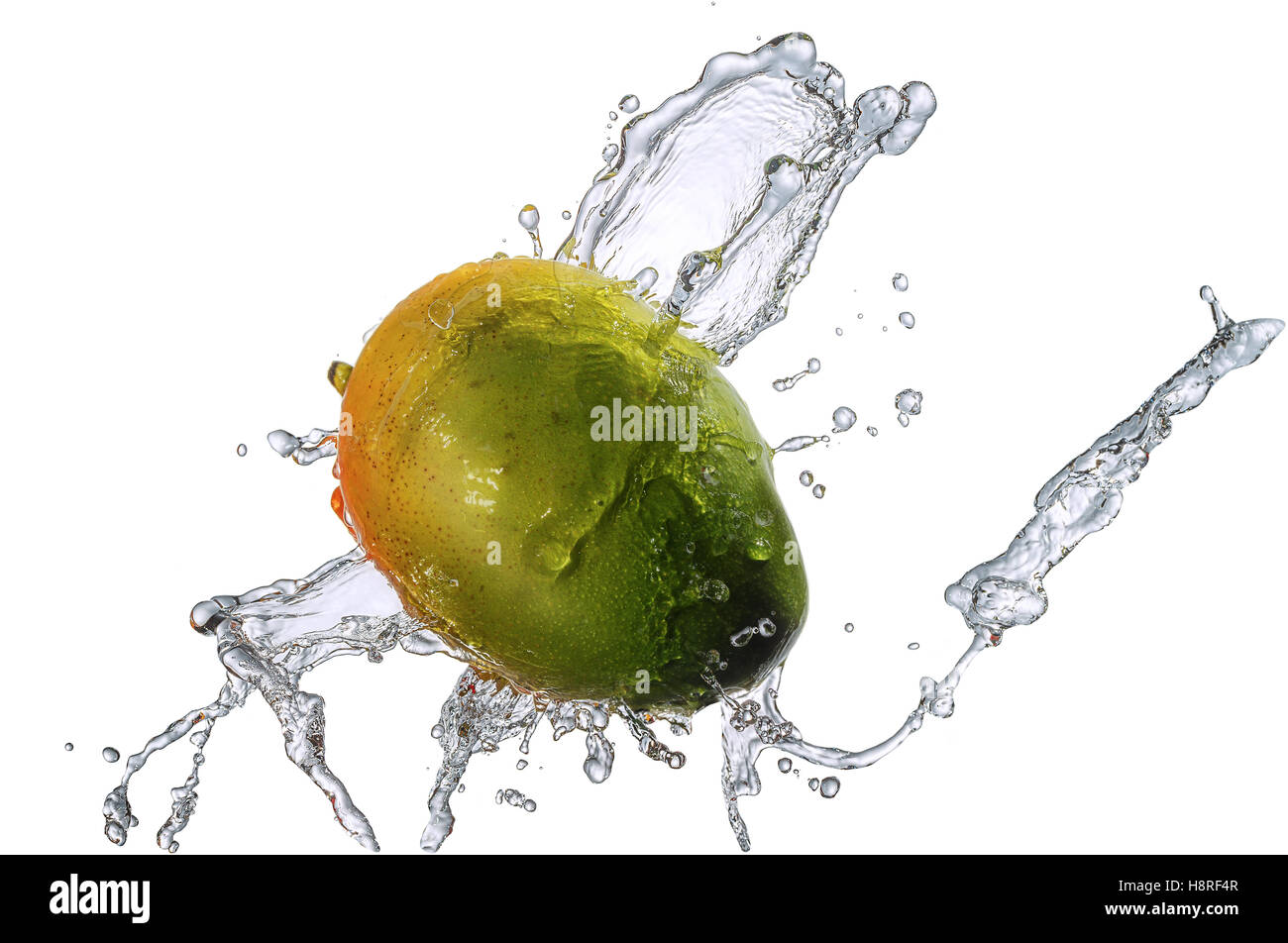 Water splash with mango isolated Stock Photo - Alamy