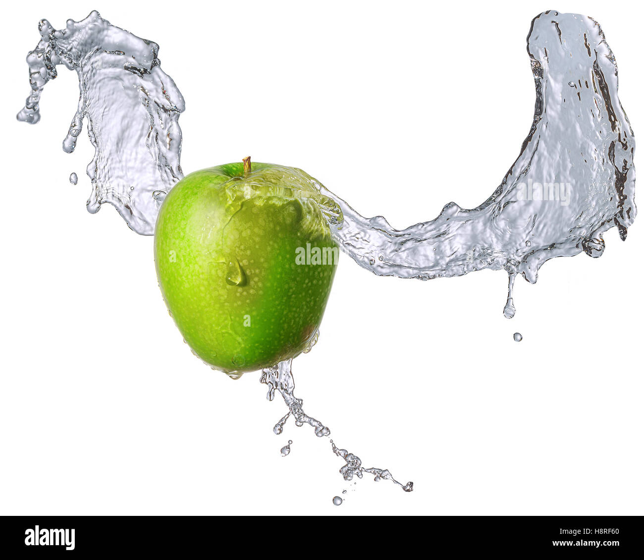 Water splash with apple isolated Stock Photo - Alamy