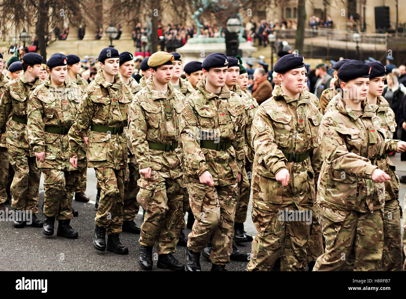 Members of the British Armed Forces taking part in the Remembrance Day ...
