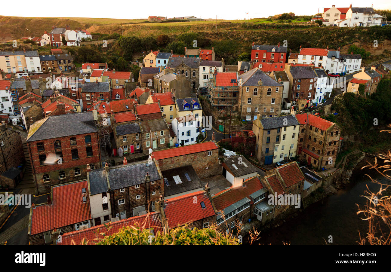 Roxby Beck runs through the old fishing village of Staithes on the ...