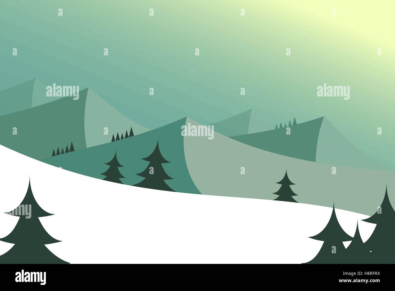 Mountain winter landscape. Mountain snow slope. Vector illustration ...