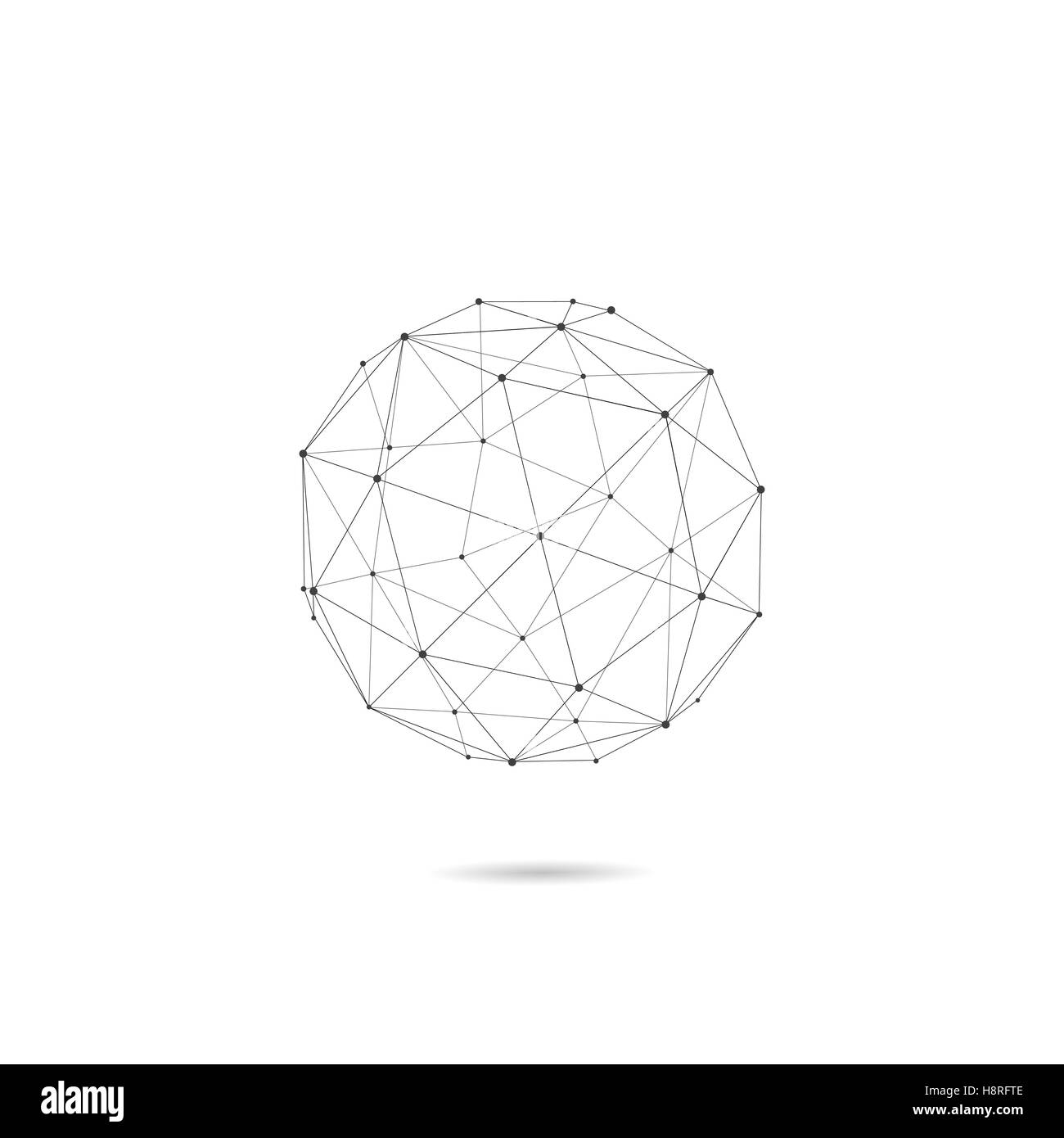 Sphere of the lines with dots. Icon in the shape of geometric sphere ...