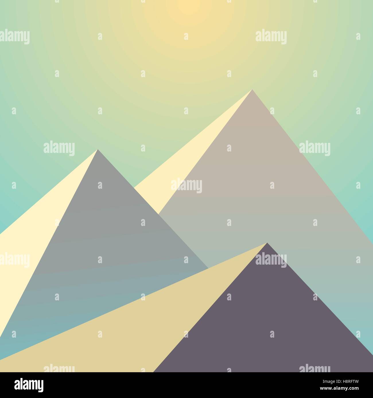 Summer landscape against the backdrop of the pyramids. Vector ...