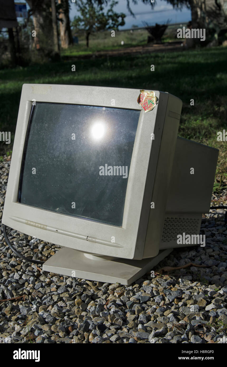 View of an obsolete and heavy CTR monitor Stock Photo - Alamy
