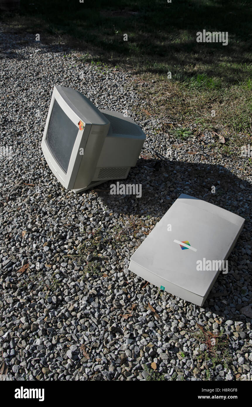 An CTR monitor and a scanner of the nineties Stock Photo - Alamy