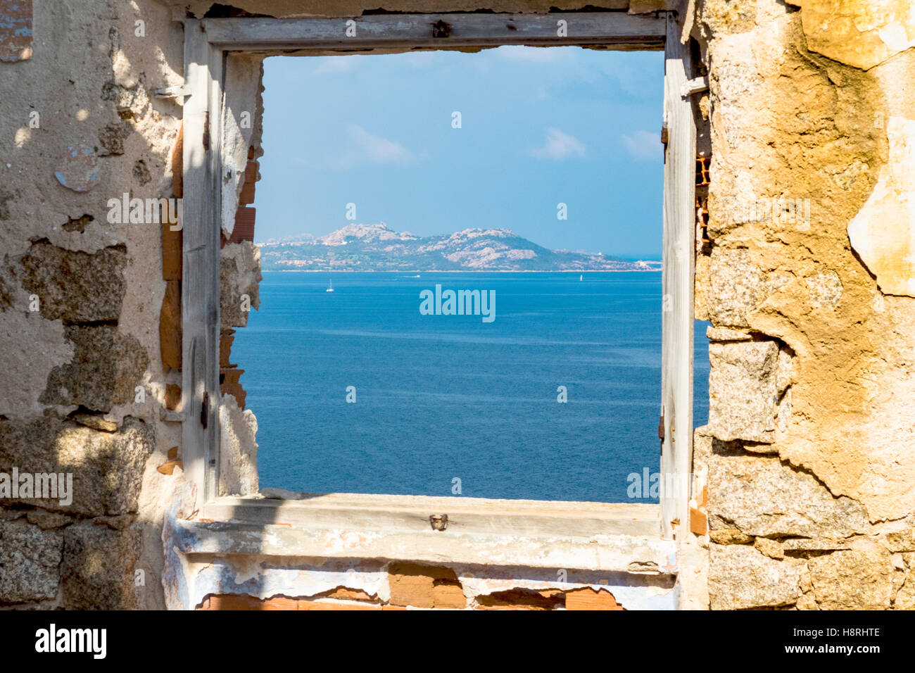 Window View of the Island of Caprera and the Mediterranean Ocean From A ...
