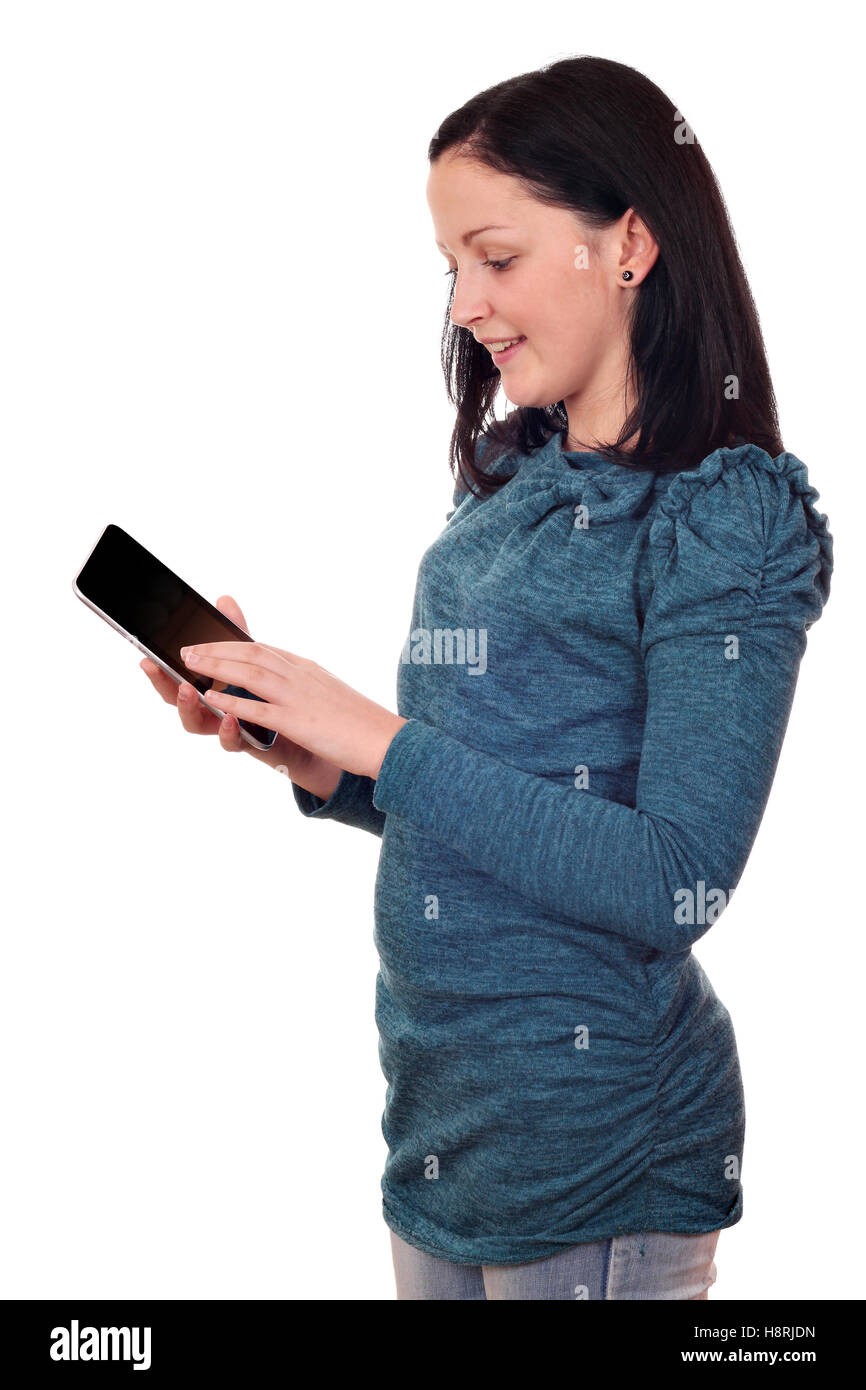beautiful girl with tablet pc Stock Photo - Alamy