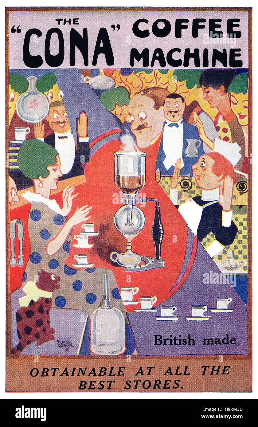 1916 British advertisement for the Cona Coffee Machine Stock Photo - Alamy