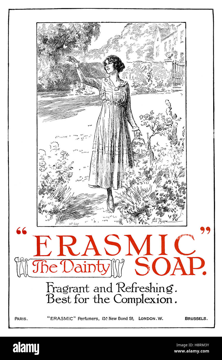 1920 British advertisement for Erasmic Soap Stock Photo - Alamy