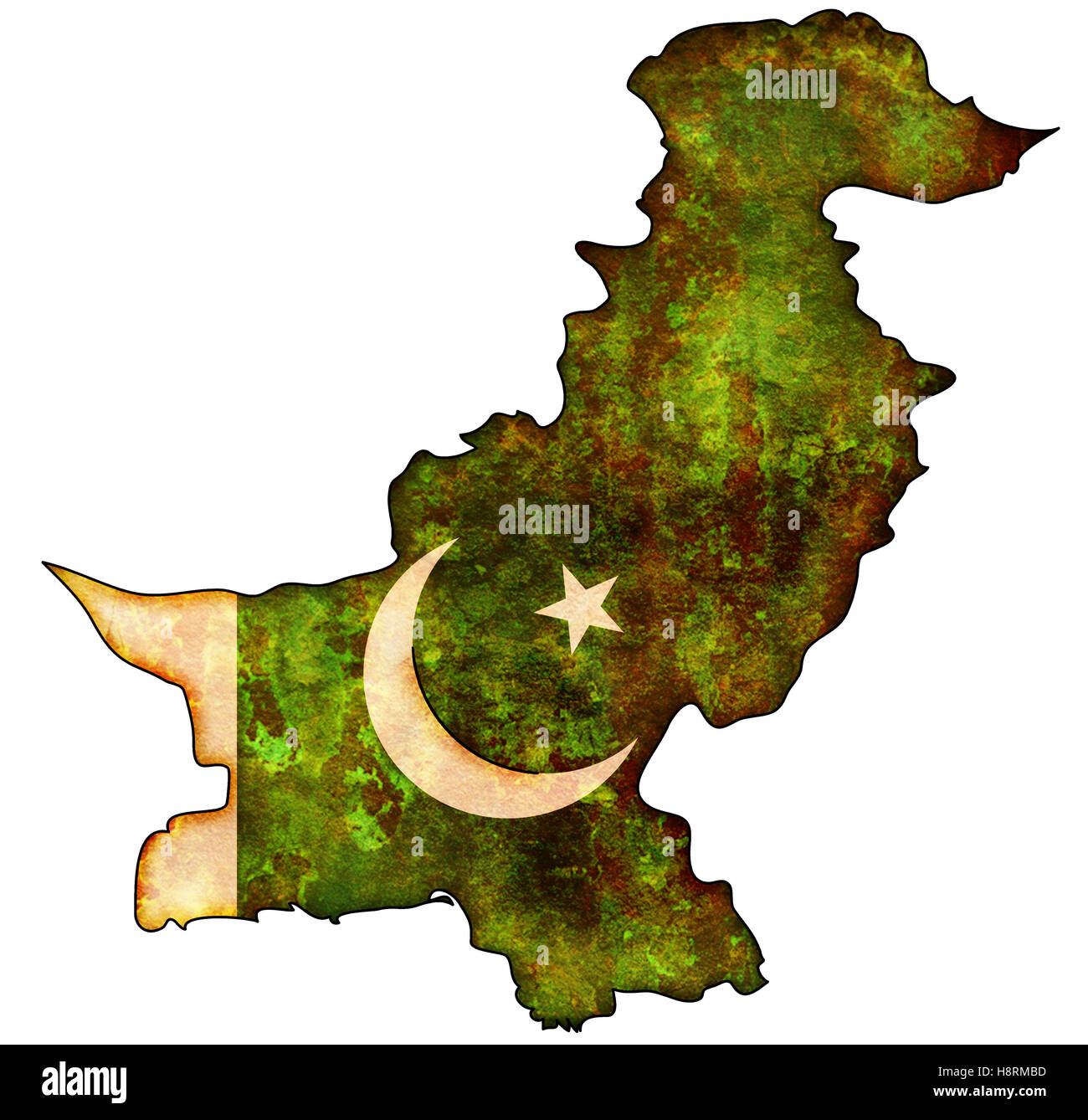 old map of pakistan with flag on country territory Stock Photo - Alamy