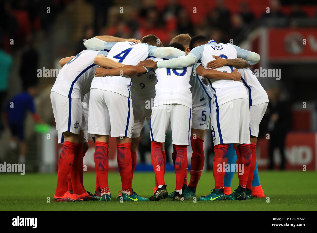 The England team huddle before the International Friendly at Wembley ...