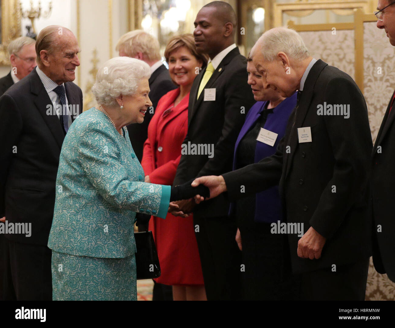 Queen Elizabeth II greets Frank Field MP (the co-founder of Cool Earth ...
