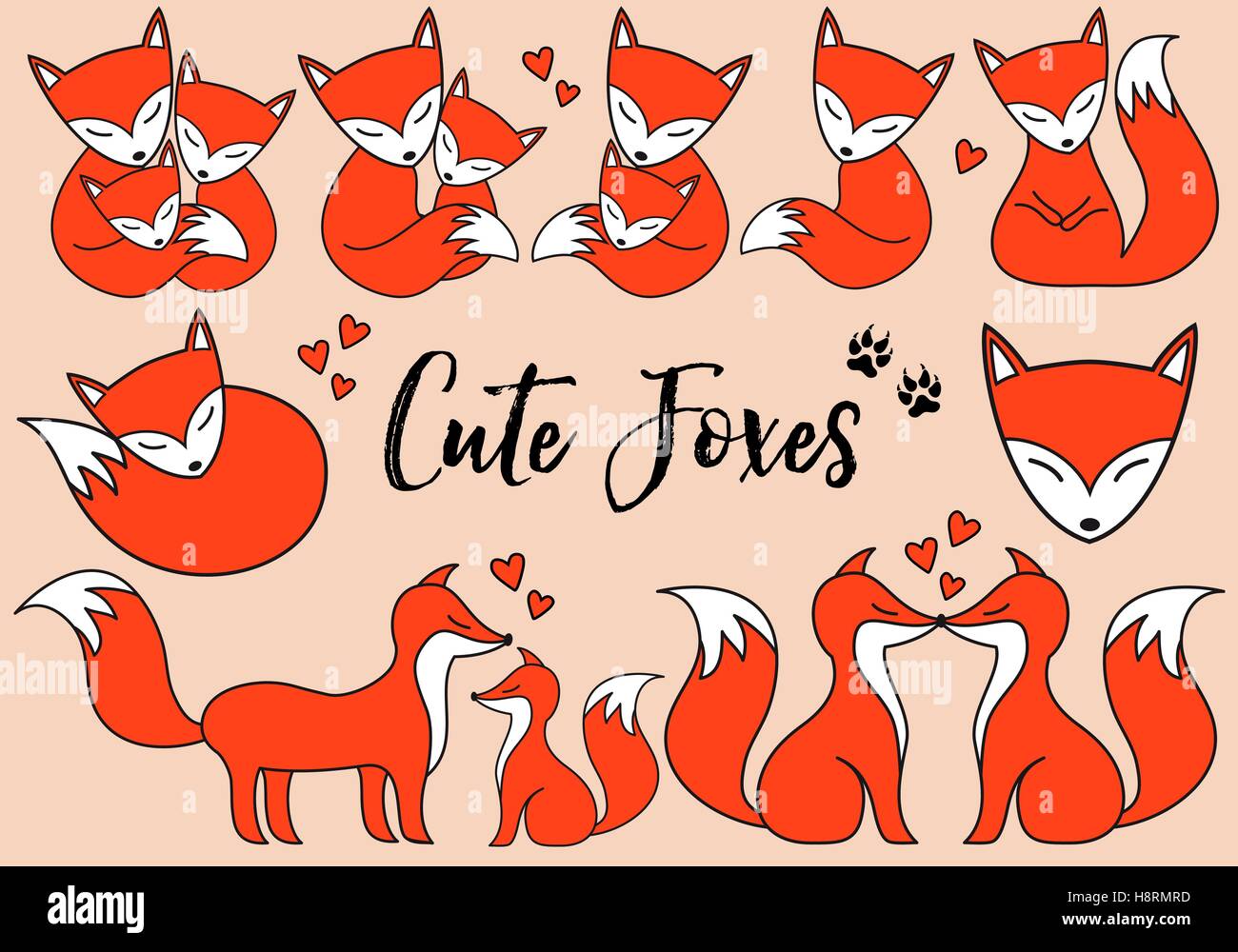 Red fox drawing hi-res stock photography and images - Alamy