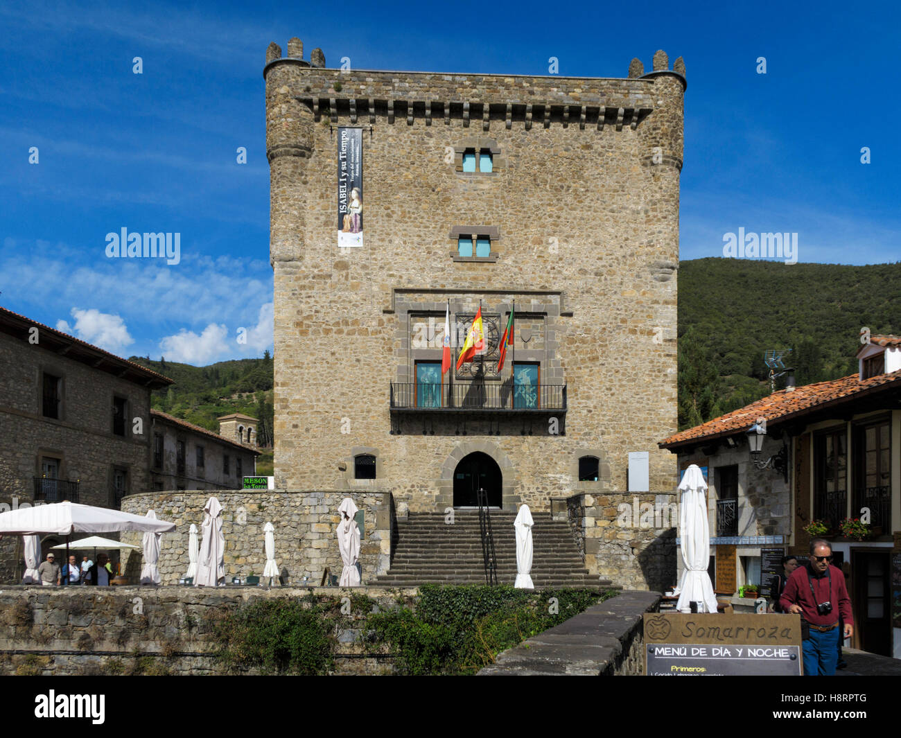 Torre del Infantado tower in Potes, Cantabria, Spain, Europe Stock ...