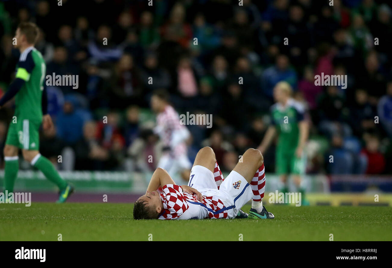 Croatia's Matthew Lund on the ground during the International Friendly ...