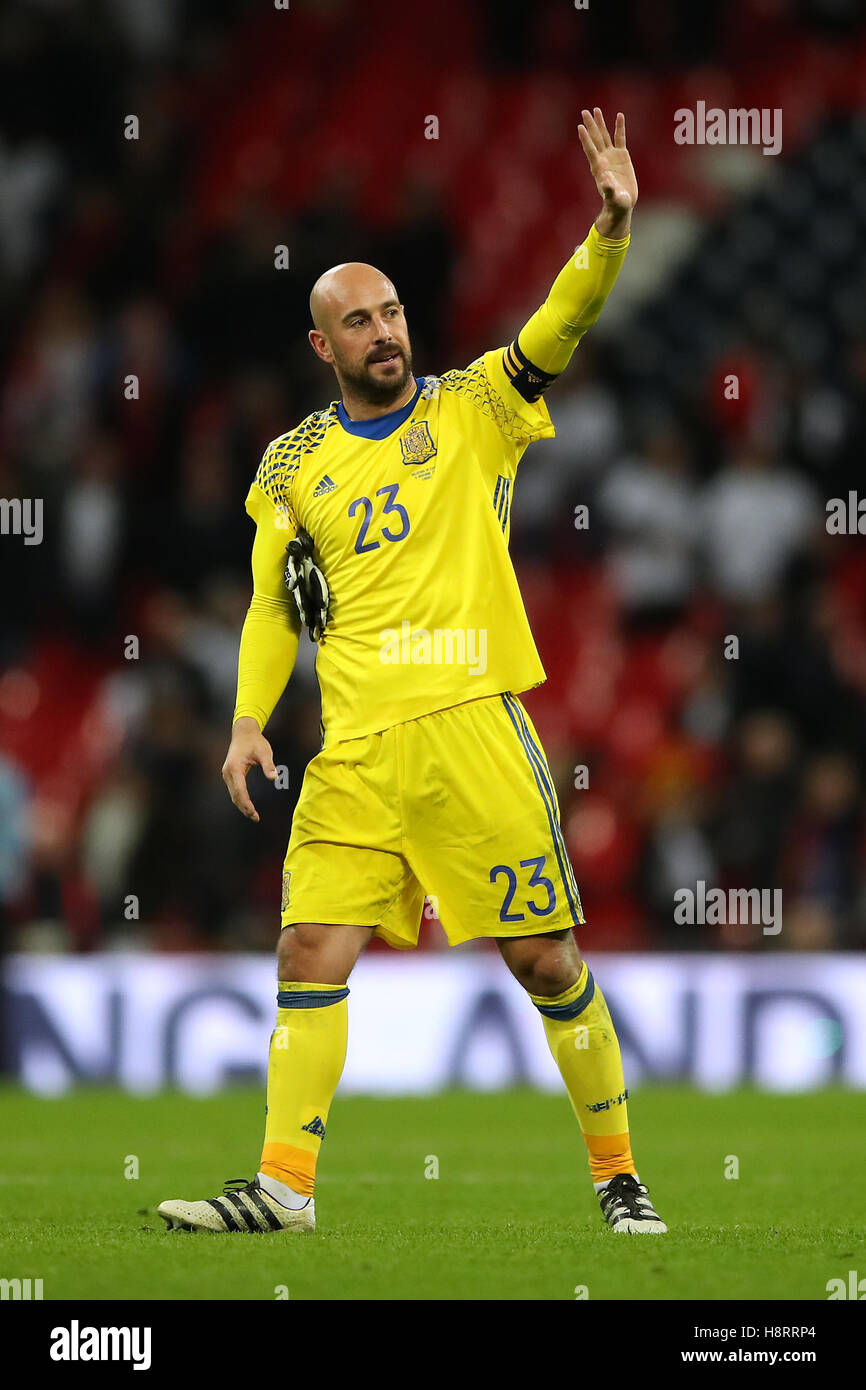 Spain goalkeeper Jose Reina after the final whistle during the ...