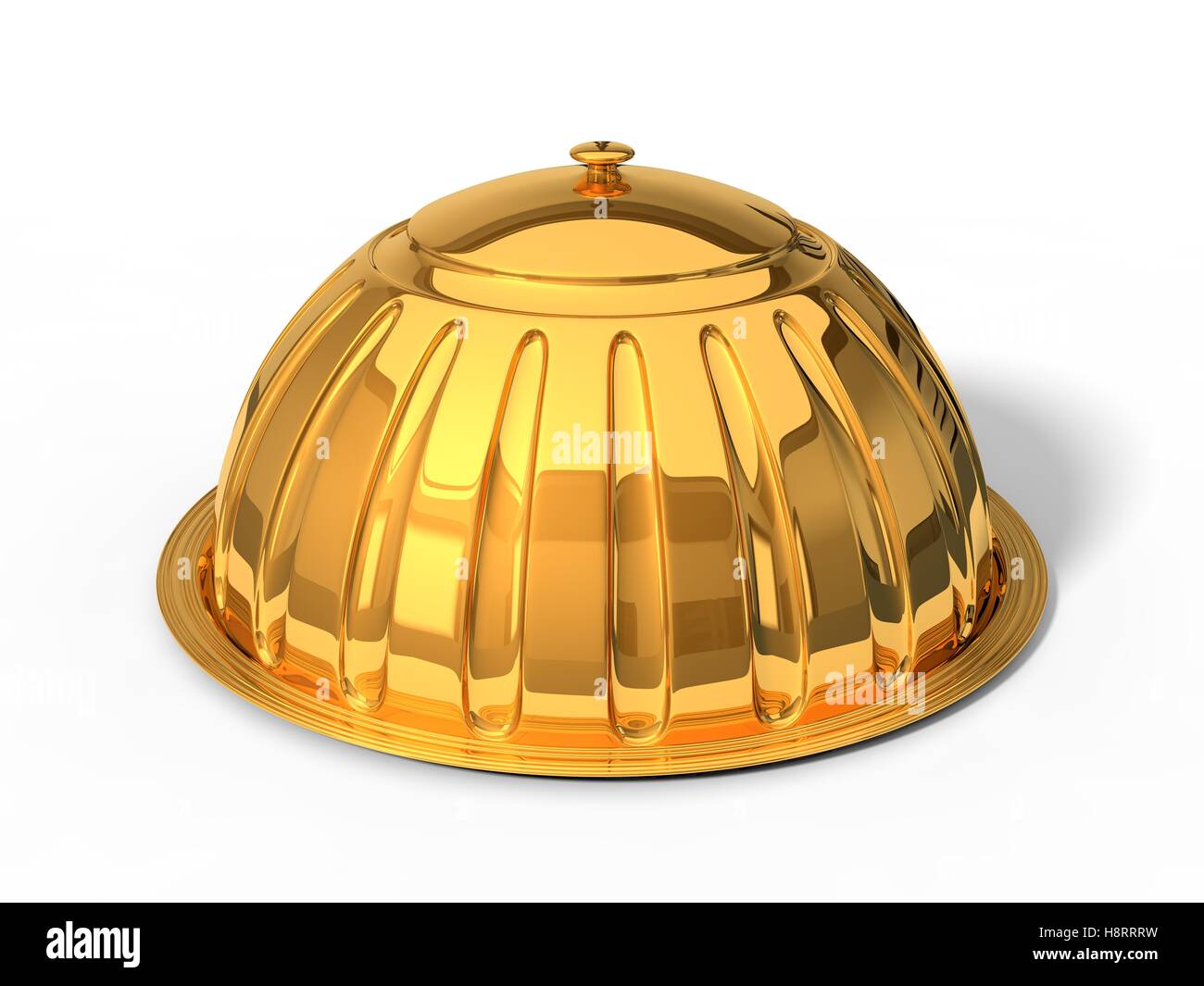 illustration of golden Restaurant cloche. in closed position Stock ...