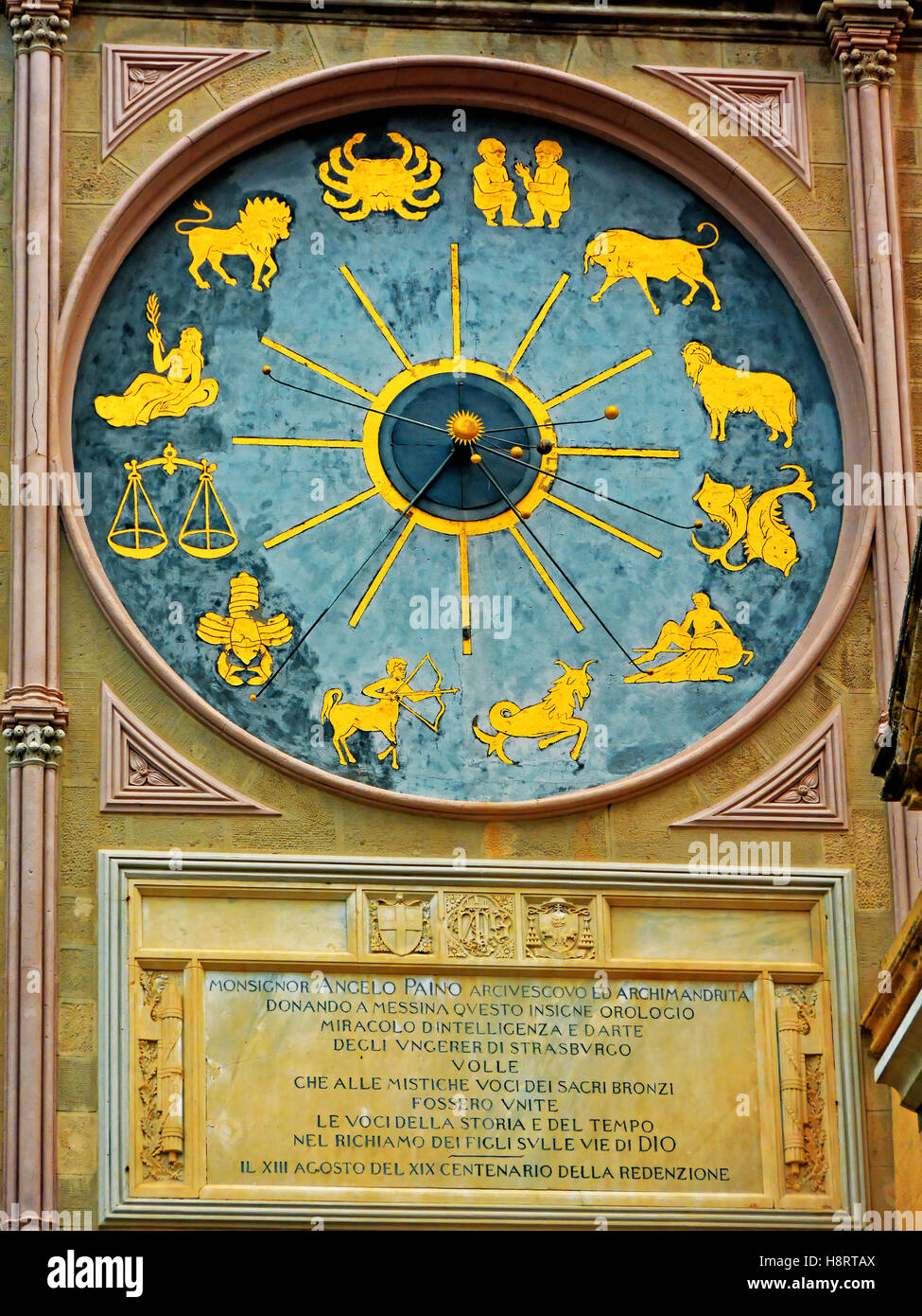 Messina cathedral astrology clock and zodiac signs Stock Photo - Alamy